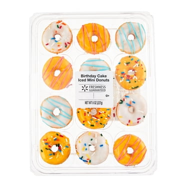 Freshness Guaranteed Birthday Cake Iced Mini Donuts, 8 oz, 12 Count ...