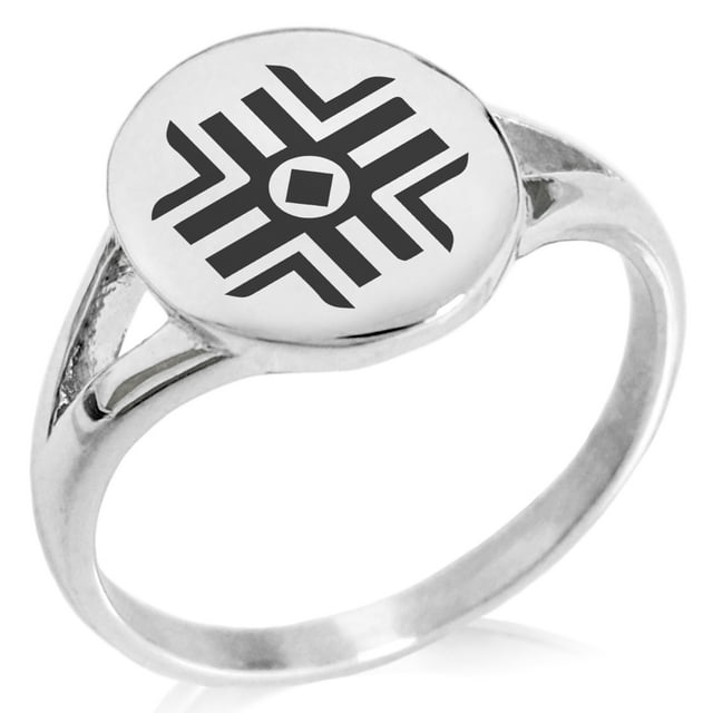 Stainless Steel Holy Magic Rune Minimalist Oval Top Polished Statement ...
