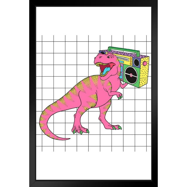 Totally Rad T Rex Boombox Retro Dinosaur Poster For Kids Room Dino ...