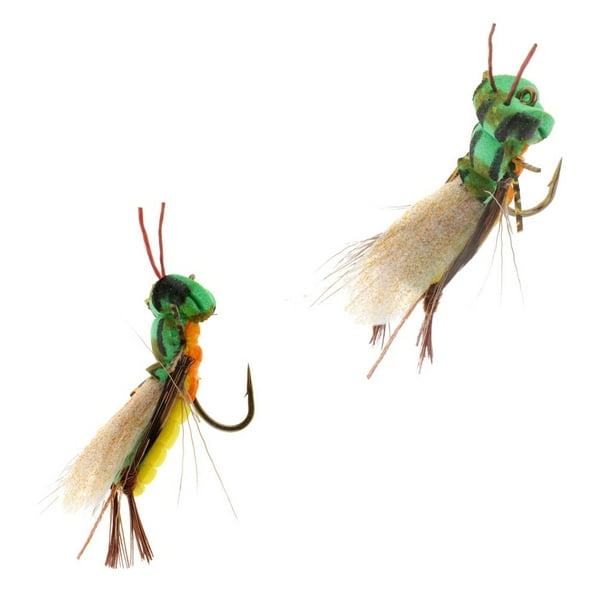DYNWAVECA 2pcs Natural Handmade Grasshopper ing Lure Dry Flies Floating ...