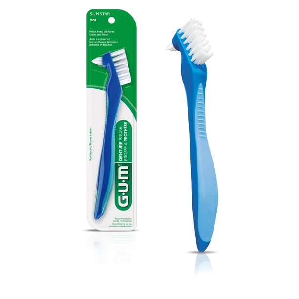 Cepillo dental GUM de cerdas duras de doble cabezal para dentaduras ...