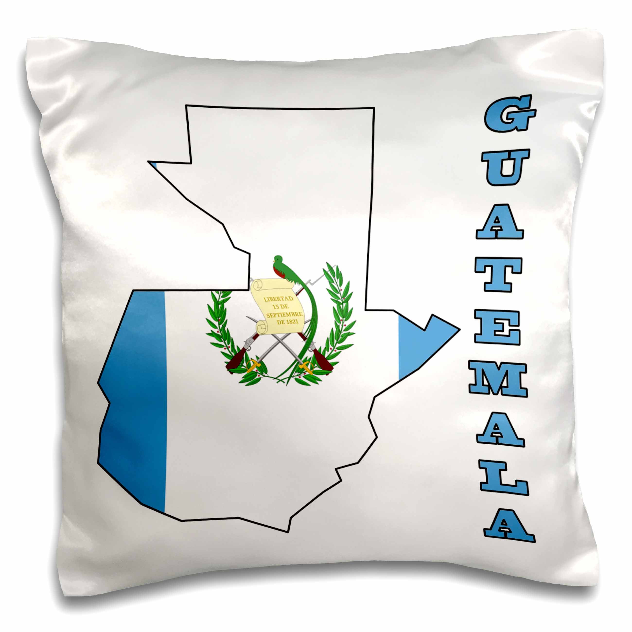 The flag of Guatemala in the outline map and word Guatemala 16x16 inch ...