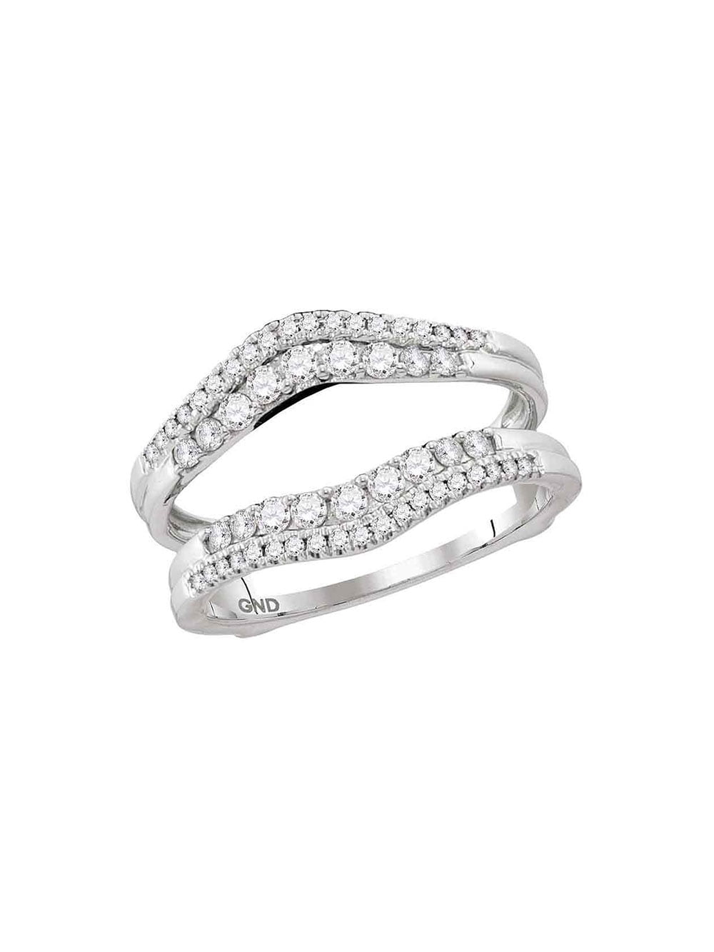Fb Jewels 14kt White Gold Womens Round Diamond Wrap Ring Guard Enhancer