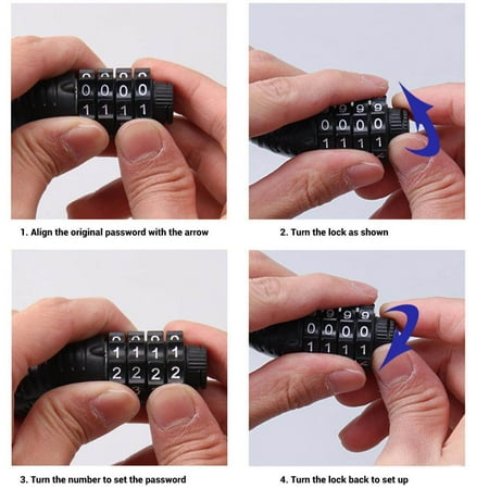 Portable Security Bike Lock 4 Digit Bike Lock 4 Bike Lock 4 Bicycle ...