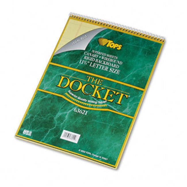 Tops Docket Wirebound Ruled Pad with Cover Legal Rule Ltr Canary 70 ...