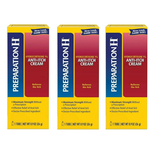 Preparation H - Anti-Itch Cream, Hydrocortisone 1% - 0.9 oz - 3 Packs ...