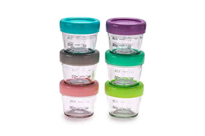 Melii Glass Baby Food Freezer Jars, Snack Container with Lids, BPA Free ...