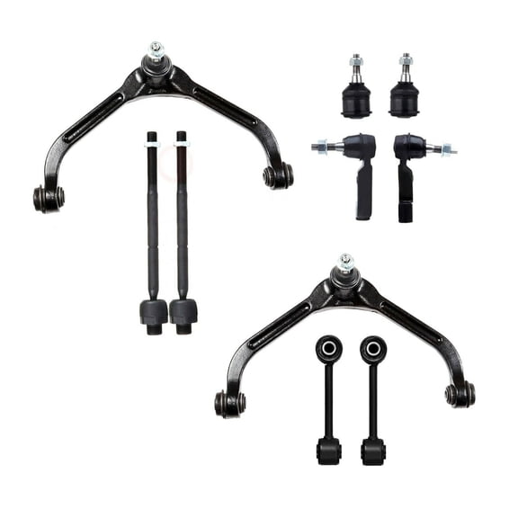 12 Pc Front & Rear Suspension Upper Control Arm Tie Rod Ends Sway Bar ...