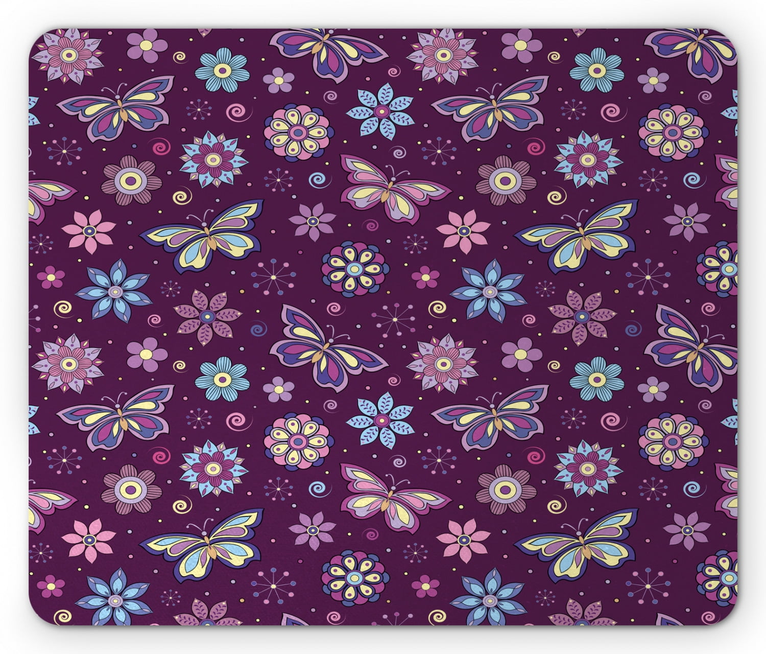 Butterfly Mouse Pad, Vortex Shapes with Polka Dots Background Flower ...