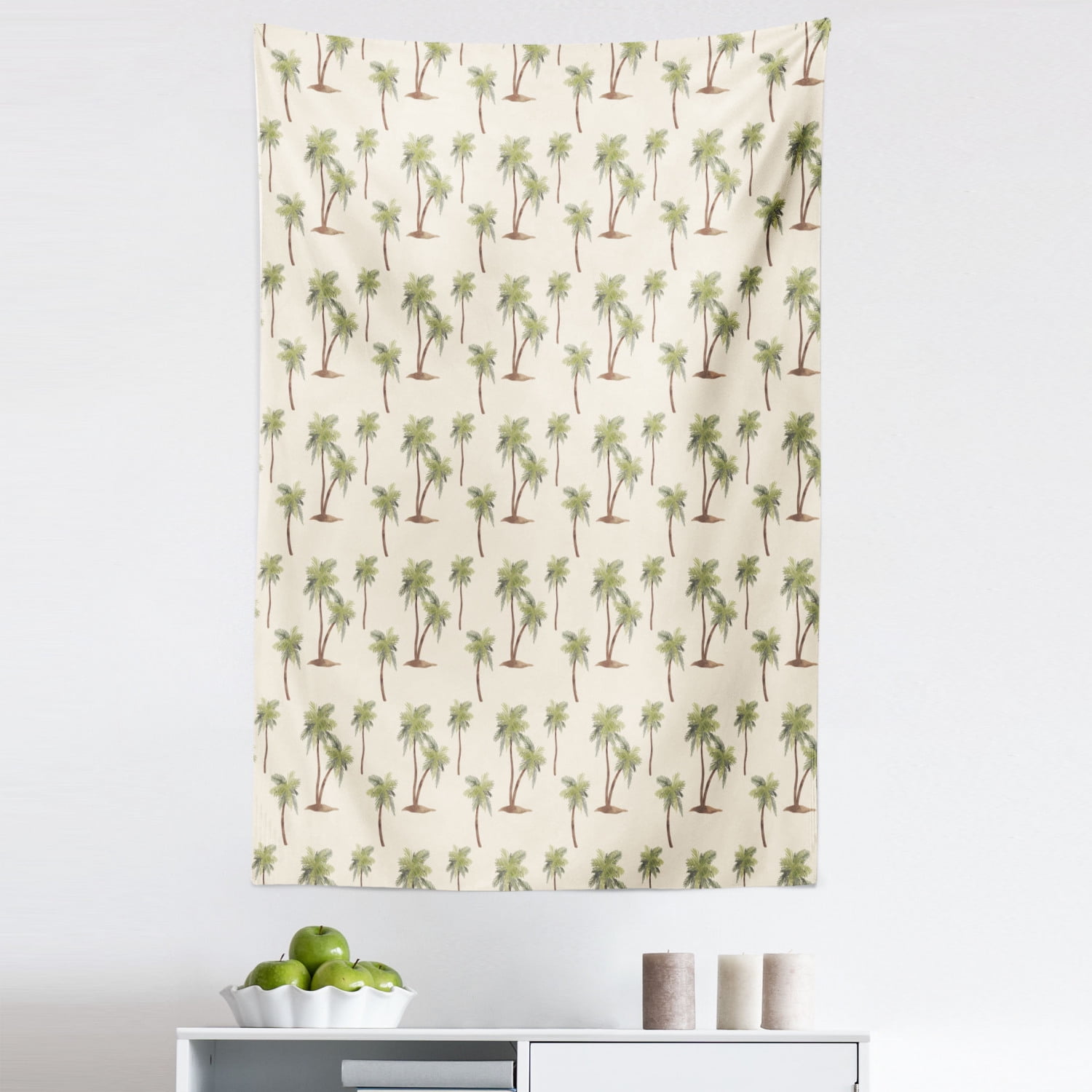 Hawaii Tapestry, Repetitive Jungle Trees Pattern Hand Drawn Pastel ...