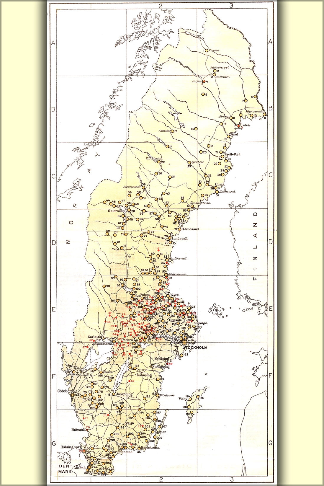 24"x36" Gallery Poster, Map of iron and steel foundries in Sweden c1920 ...