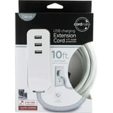 Cordinate Designer Extension Cord, 3-USB Charging Ports with Surge ...