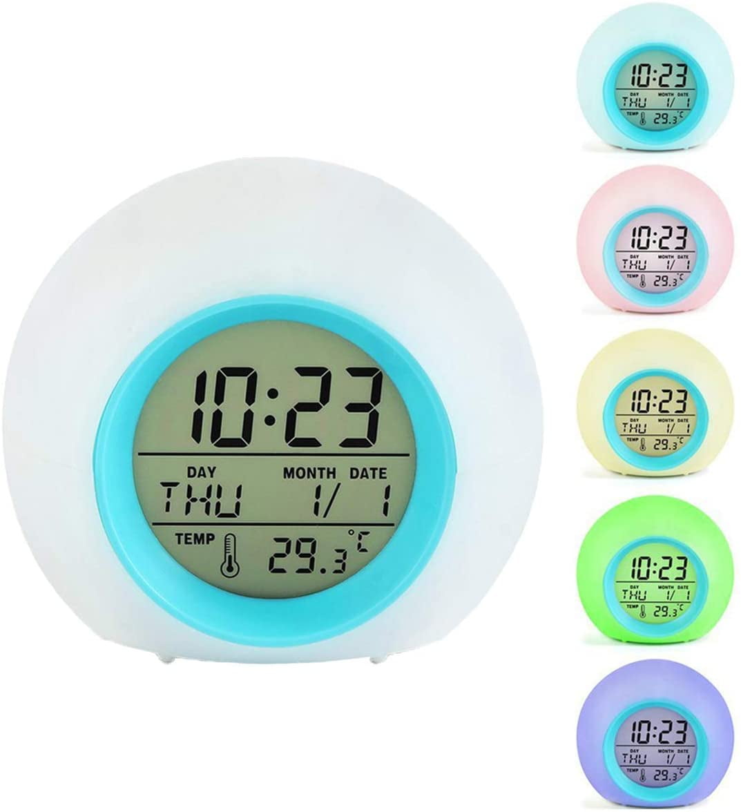 Children'S Alarm Clock Digital Led Alarm Clock - 7 Colors For Changing ...