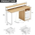 Dextrus 47 inch Computer Desk with Storage Drawers & LED Light, Office ...