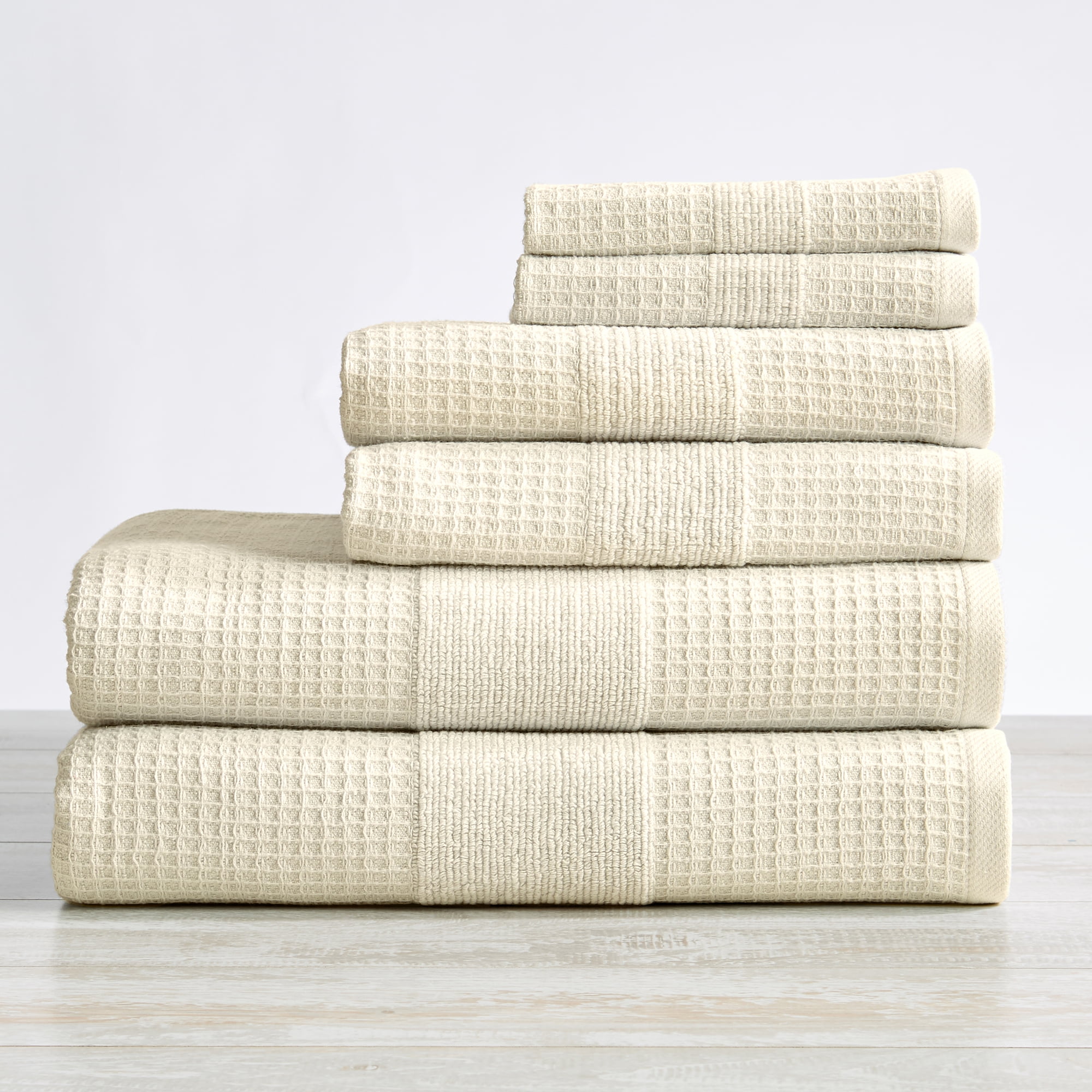 Great Bay Home Cotton Waffle Weave Quick-Dry Towel Set (6 Piece Set ...