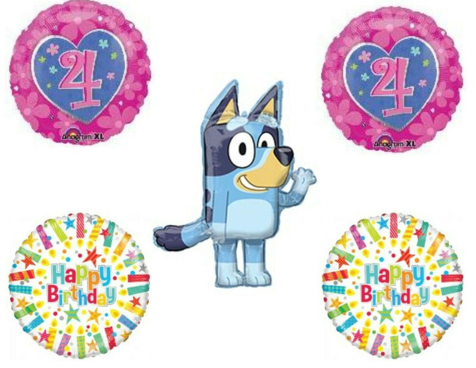 Bluey 4th Birthday Party Decor, Pink Puppy Dog Theme Balloon Kit ...