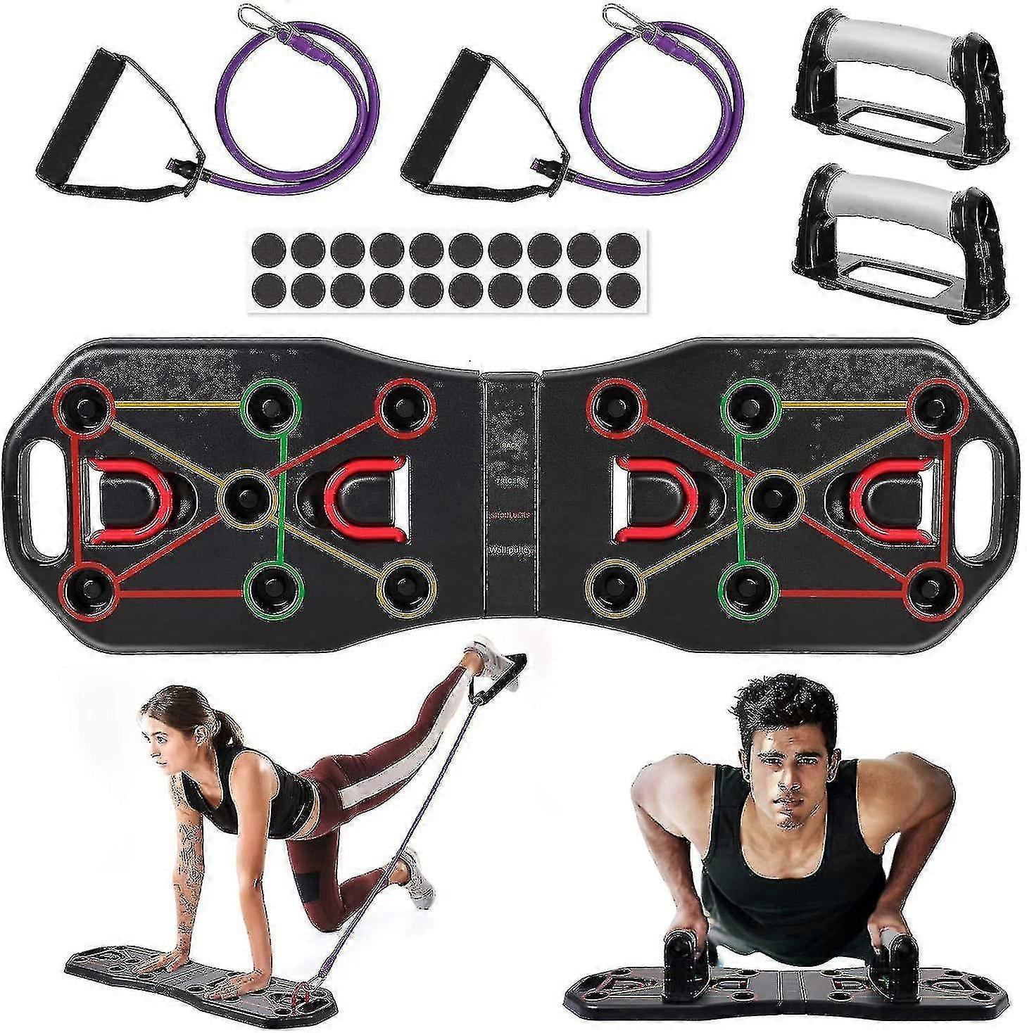 Push Up Board, 9 In 1 Foldable Muscle Board With Resistance Bands ...