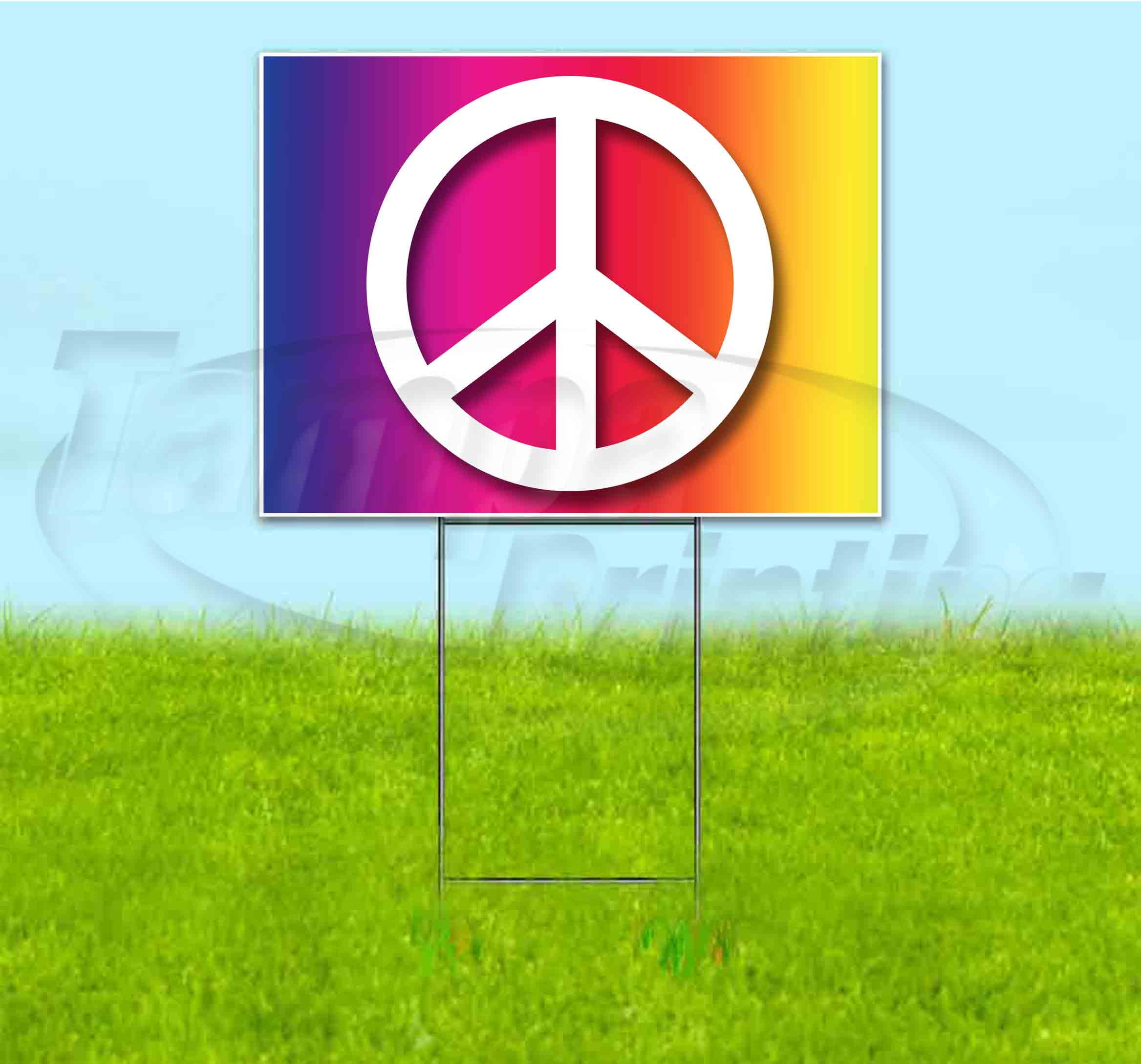 Peace Sign (18" x 24") Yard Sign, Includes Metal Step Stake - Walmart.com
