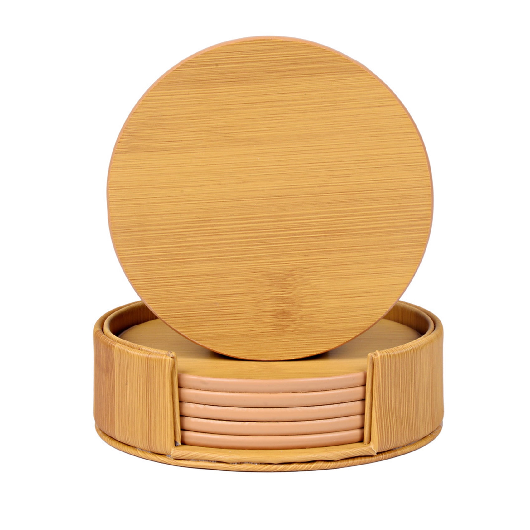 Pu Leather Coasters Set Of 6 With Holder Round And Square Cup Coasters ...