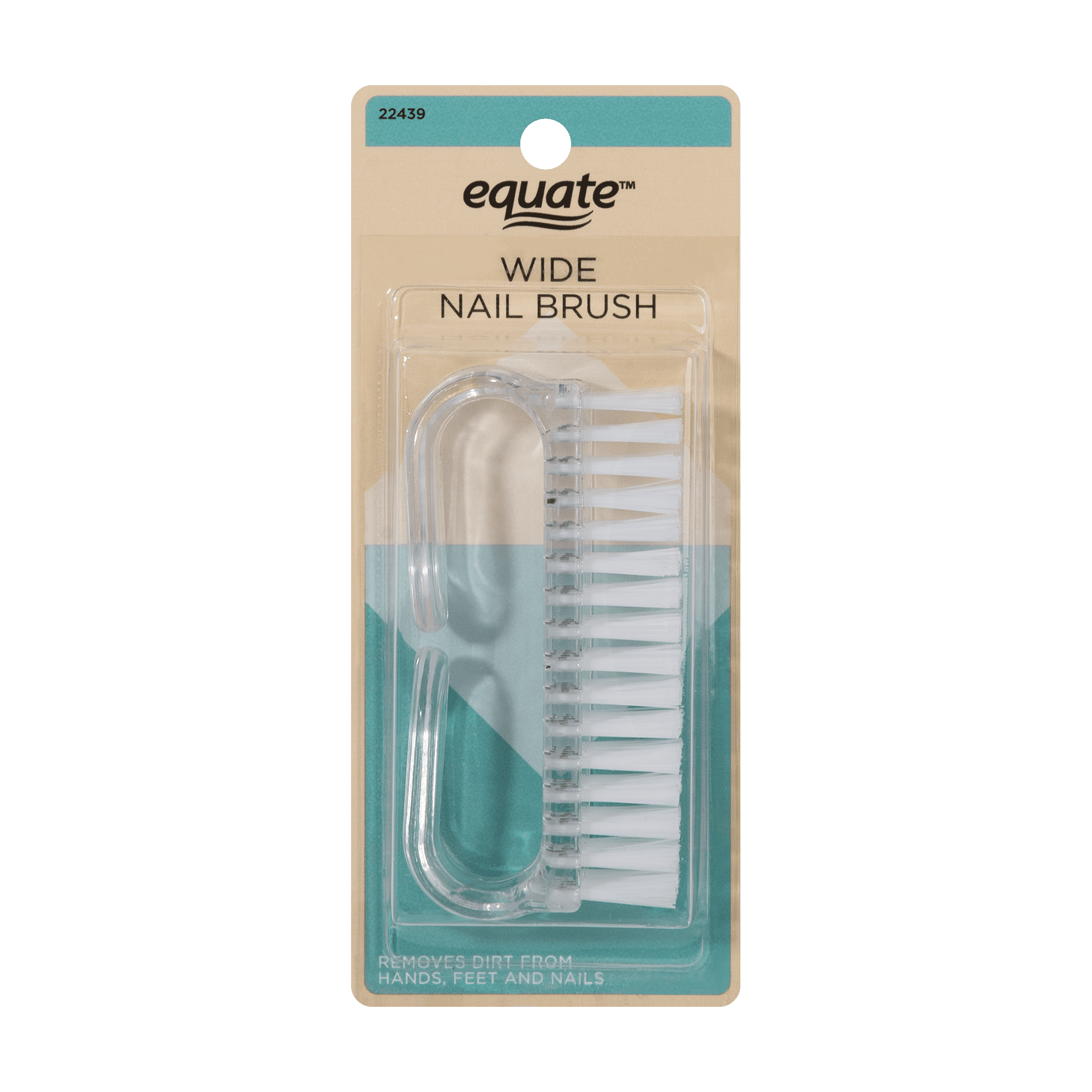 Equate Beauty Easy Grip Wide Handle Finger Nail Cleaning Brush, Clear ...