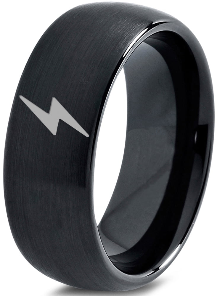 Tungsten Flash Thunder Lightning Bolt Band Ring 8mm Men Women Comfort ...