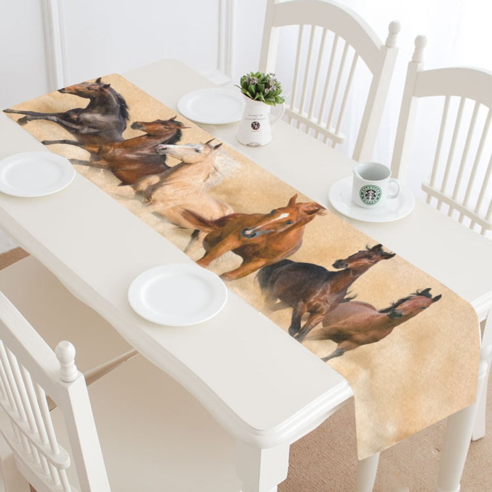 MYPOP Running Horse Table Runner Home Decor 14x72 Inch, Horse Herd Desert Table Cloth Runner for ...