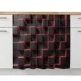 Abstract Art Cabinet Curtains 28" W x 35" L Black Red Cubes Modern ...