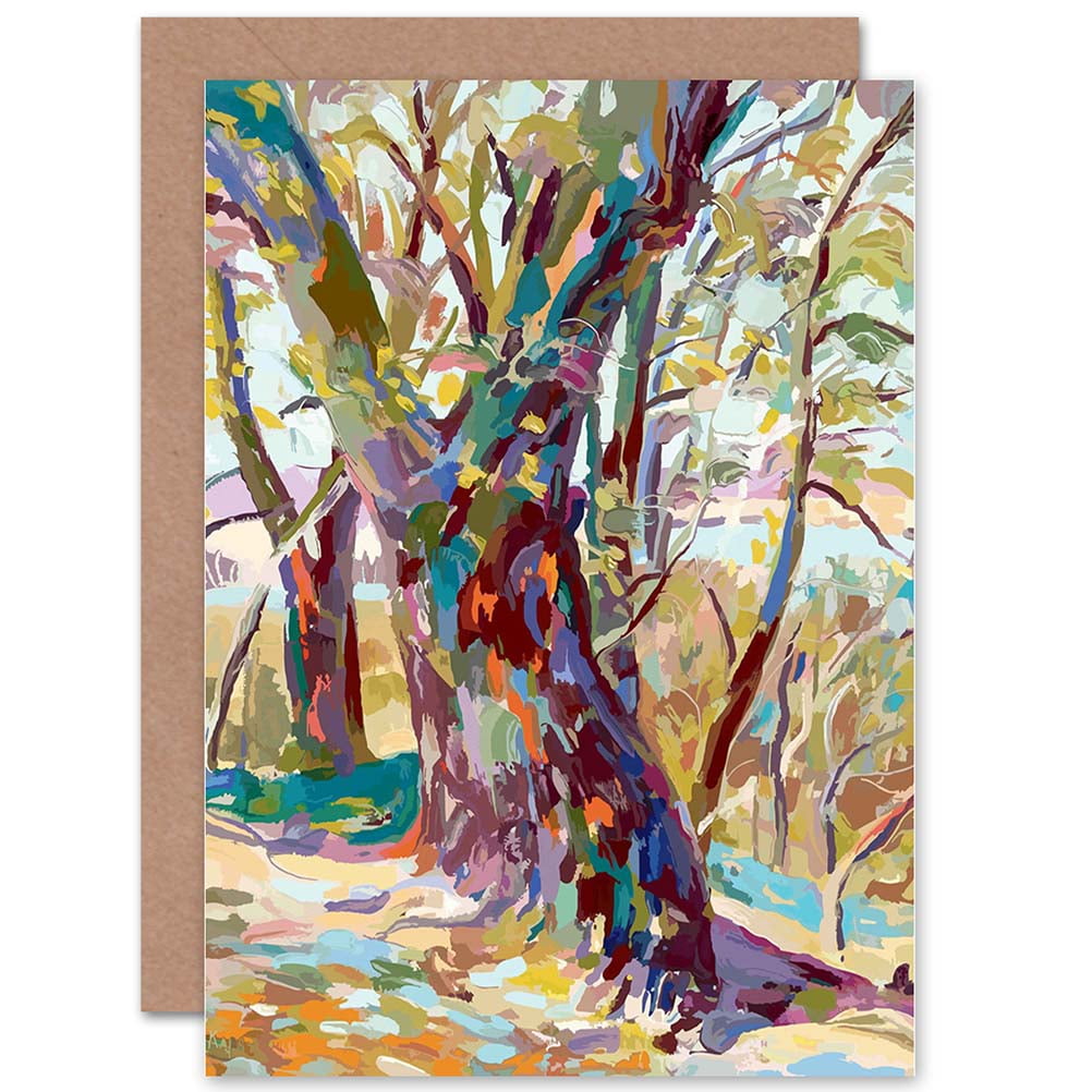 Multicoloured Trees Branches Forest Greetings Card Plus Envelope Blank ...