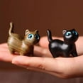 Mini Cat Statue,Sandalwood Hand Carved Wood Cat,Handmade Wood Carved ...