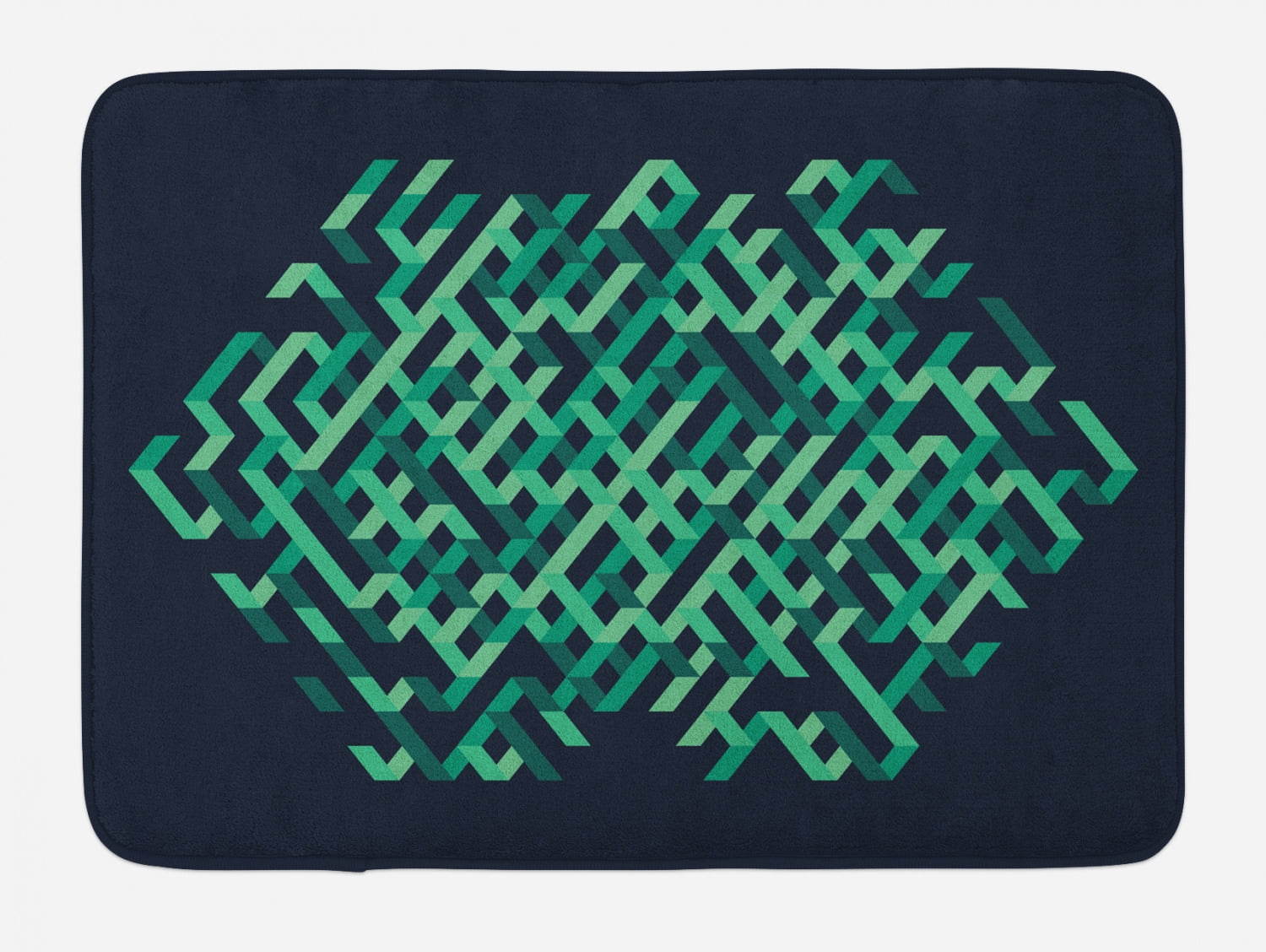 Modern Bath Mat, Geometric with Ombre Elements Colored Lines Maze like ...