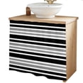 Black Gray Striped Cabinet Curtains 35"W x 35"L, Horizontal Lines ...