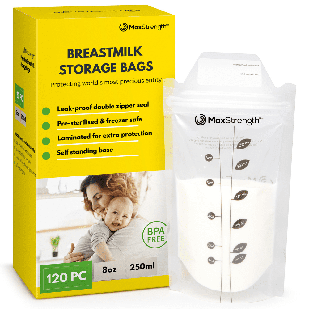 Max Strength Pro Breastmilk Storage Bags 120pc, BPA Free 250ml Pre ...