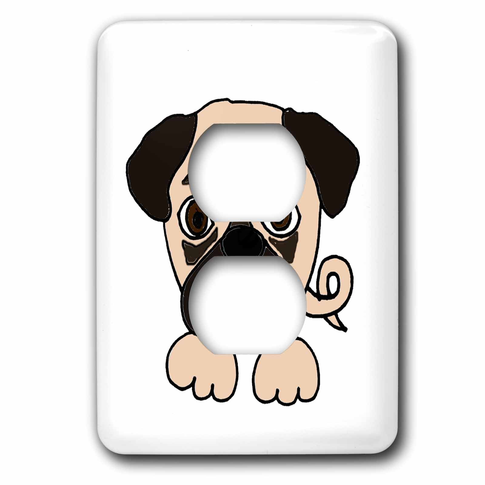 Funny Pug Puppy Dog Cartoon 2 plug outlet cover lsp-201807-6 - Walmart.com