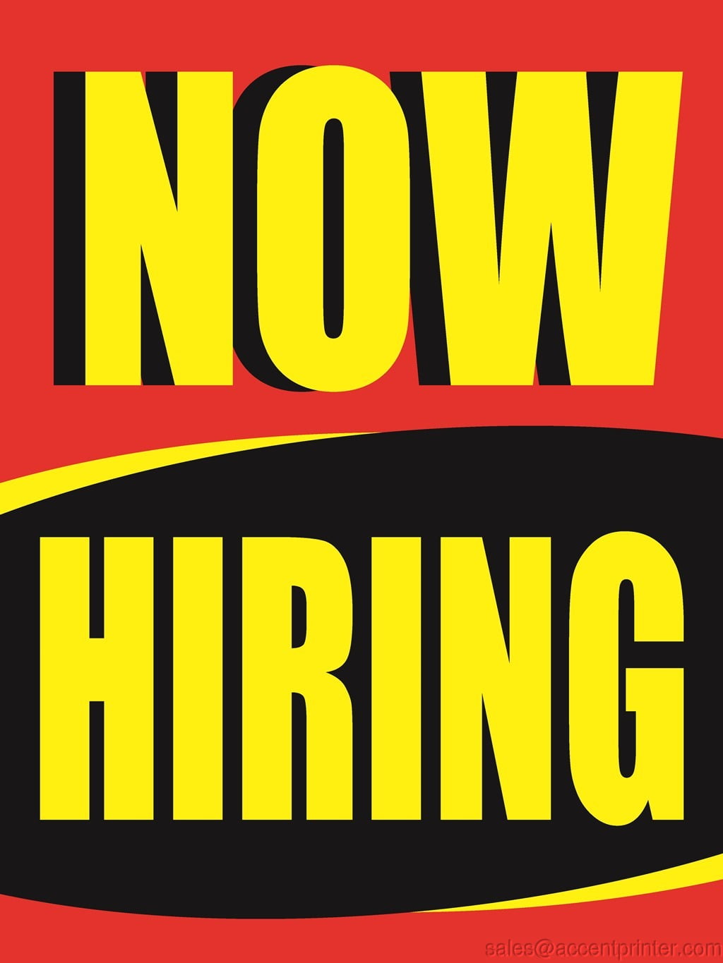 Now Hiring Storefront Window Display Sign, 18"w x 24"h, Full Color ...