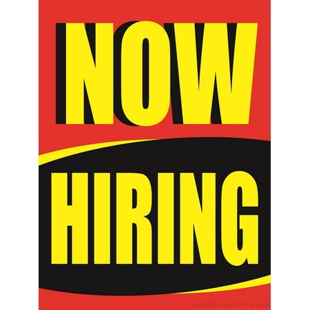 Now Hiring Storefront Window Display Sign, 18"w x 24"h, Full Color ...