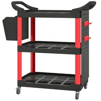 HOMCOM 3-Tier Rolling Tool Cart, Utility Cart with Side Shelf & Hook ...