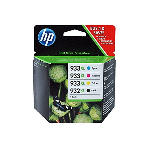 HP 932XL-933XL 4 Pack Set- Black and Color Inkjet Set 1 HP 932XL Black ...
