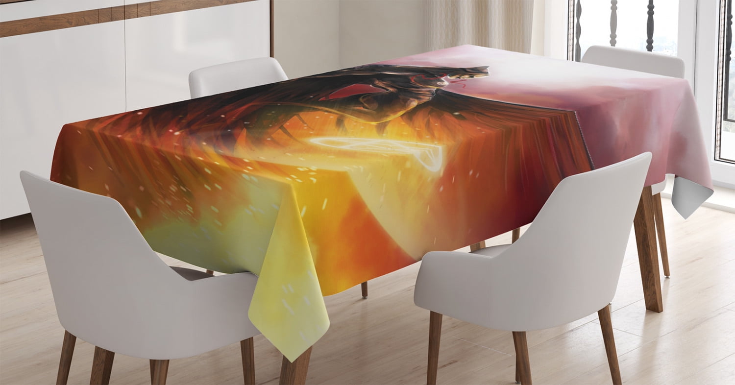 Fantasy World Decor Tablecloth, Superhero in His Original Costume ...