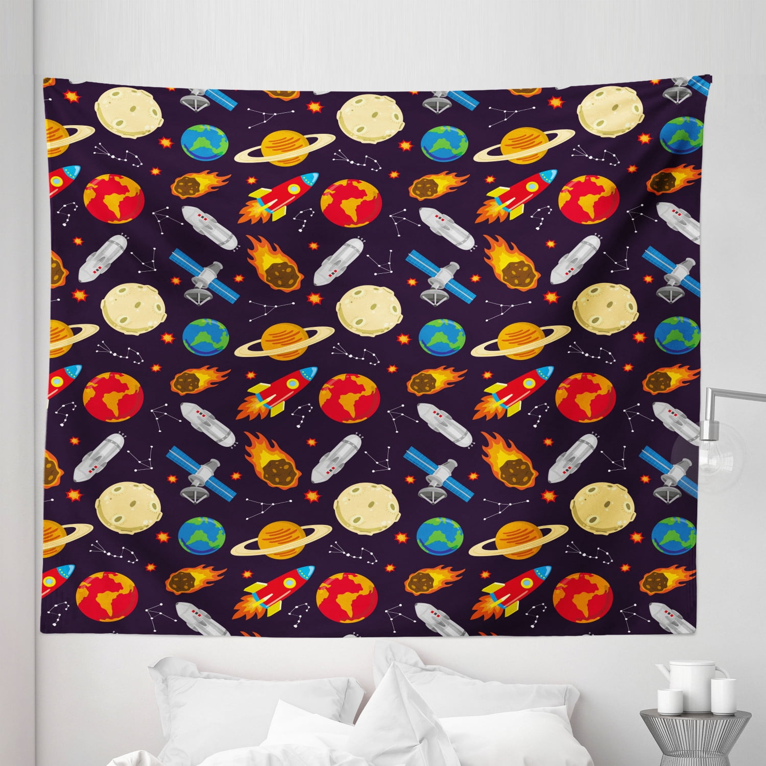 Space Tapestry, Universe Themed Illustration with Earth Moon ...