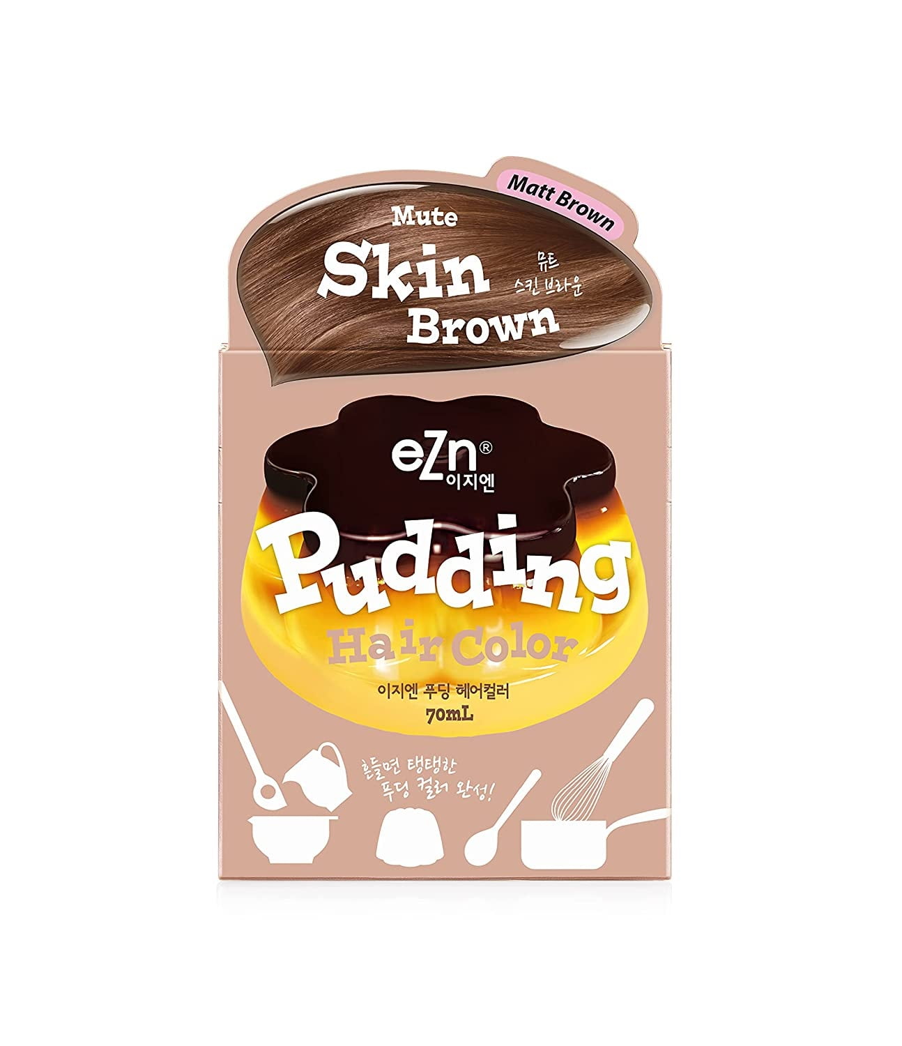 eZn Pudding Hair Dye Ammonia-Free Permanent Hair Color Mute skin brown ...