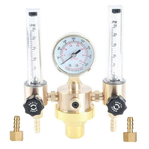 Dual Tube Gas Pressure Regulator Argon Flow Meter G5/8 Male Thread for ...