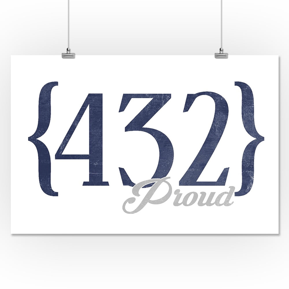 Midland, Texas - 432 Area Code (Blue) - Lantern Press Artwork (16x24 ...