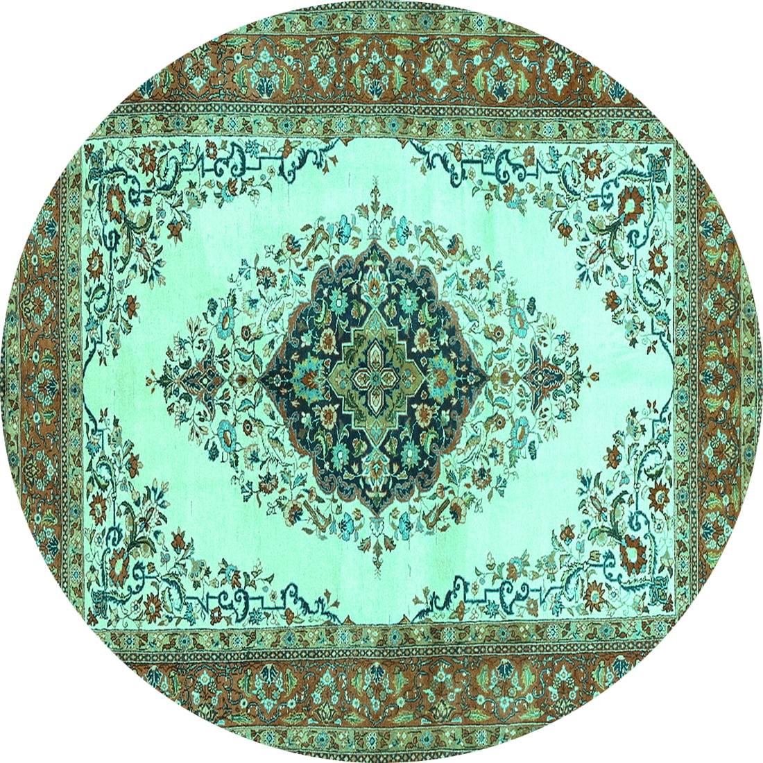 Ahgly Company Indoor Round Persian Turquoise Blue Traditional Area Rugs ...