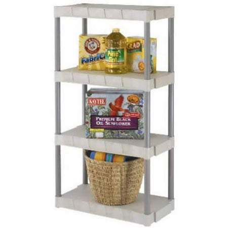 931402 Durashelf 4 Shelf Taupe Interlockable Plastic Shelving Unit ...