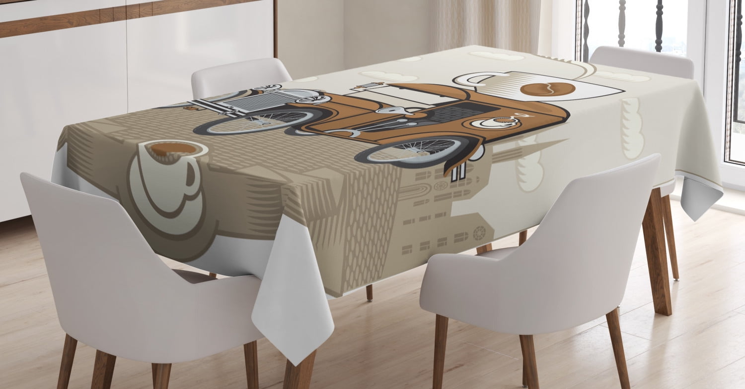 Ambesonne Cars Tablecloth Rectangular Table Cover, Old Fashioned Ride ...