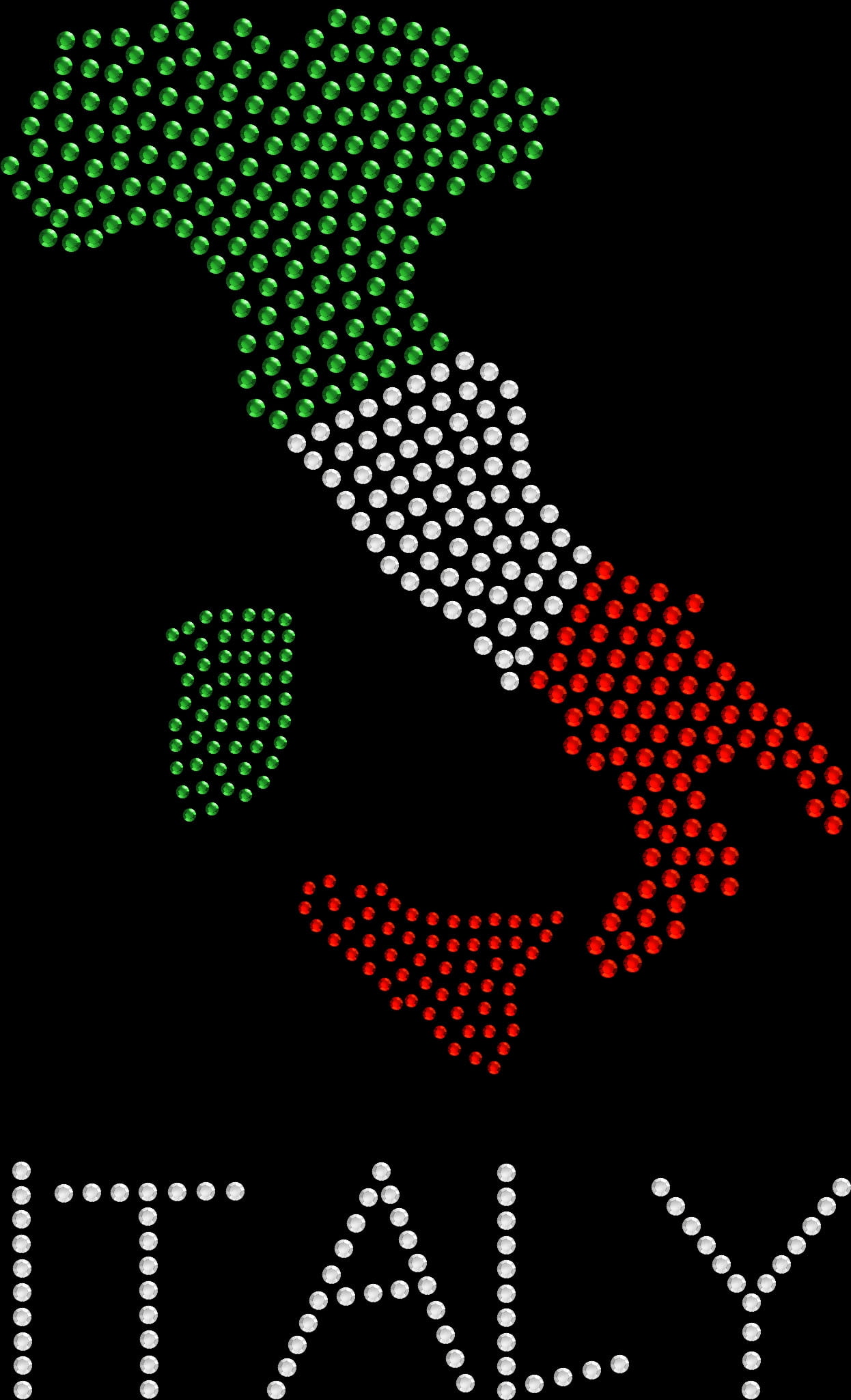 Rhinestone Bling Sparkle Iron On Transfer DIY Italy Italia Boot Map ...