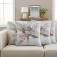 Brown Teal Palm Tree Throw Pillow Covers 16 x 16 Inch Pillow Covers Set ...