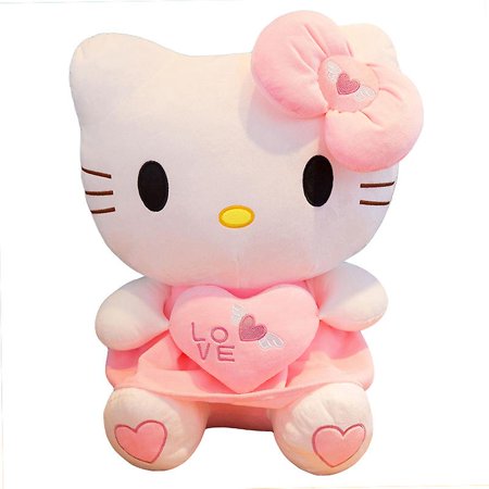 Hello Kitty Plush Doll Elastic Cartoon Love Heart Kitty Cat Stuffed Rag ...