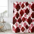 Burgundy Red Moroccan Texture Shower Curtain Set, Waterproof Shower ...