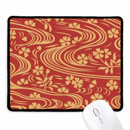 Curly Red Japanese Culture Flower Mousepad Stitched Edge Mat Rubber ...